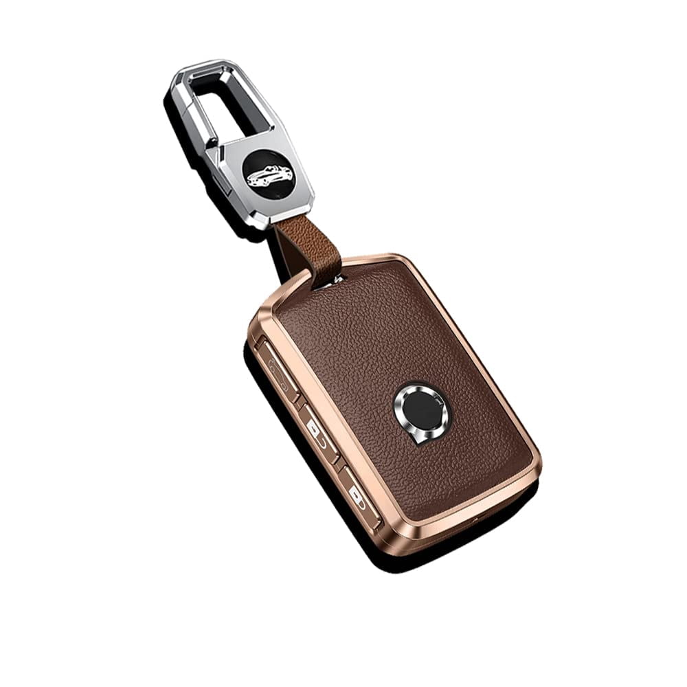 Alloy Leather Texture Car Key Fob Cover with Keychain fits Volvo XC90 ...