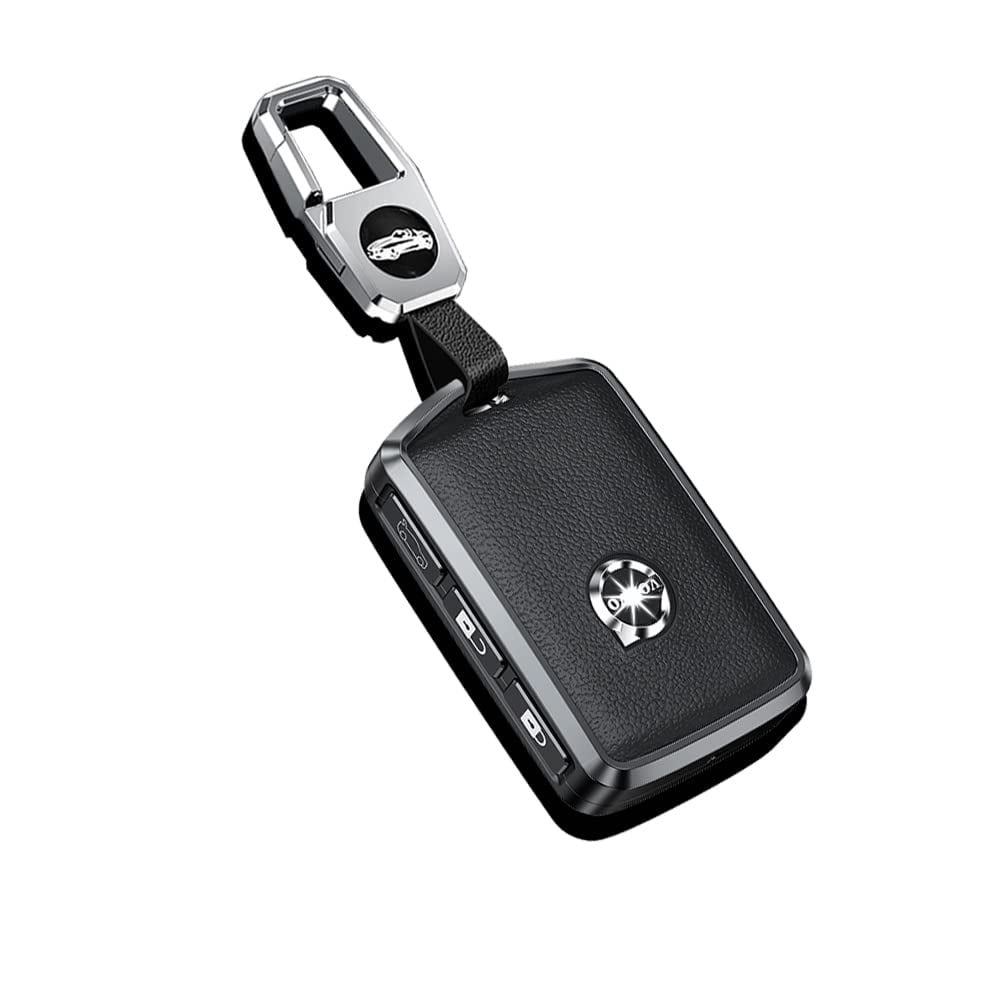 Alloy Leather Texture Car Key Fob Cover with Keychain fits for Volvo ...