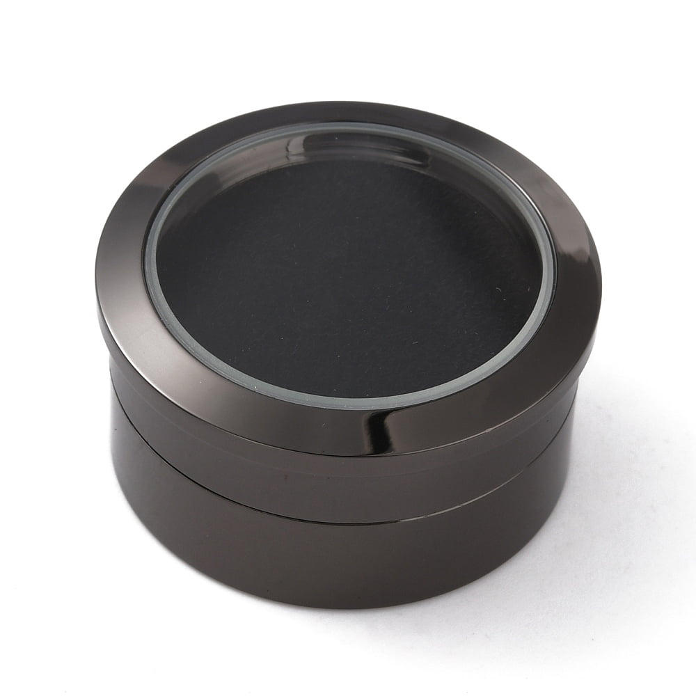 Alloy Loose Diamond Boxes Flat Round with Clear Glass Window and Sponge ...