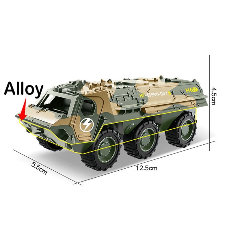 Alloy Metal Car Clockwork Simulation Military Armed Tank Armored ...