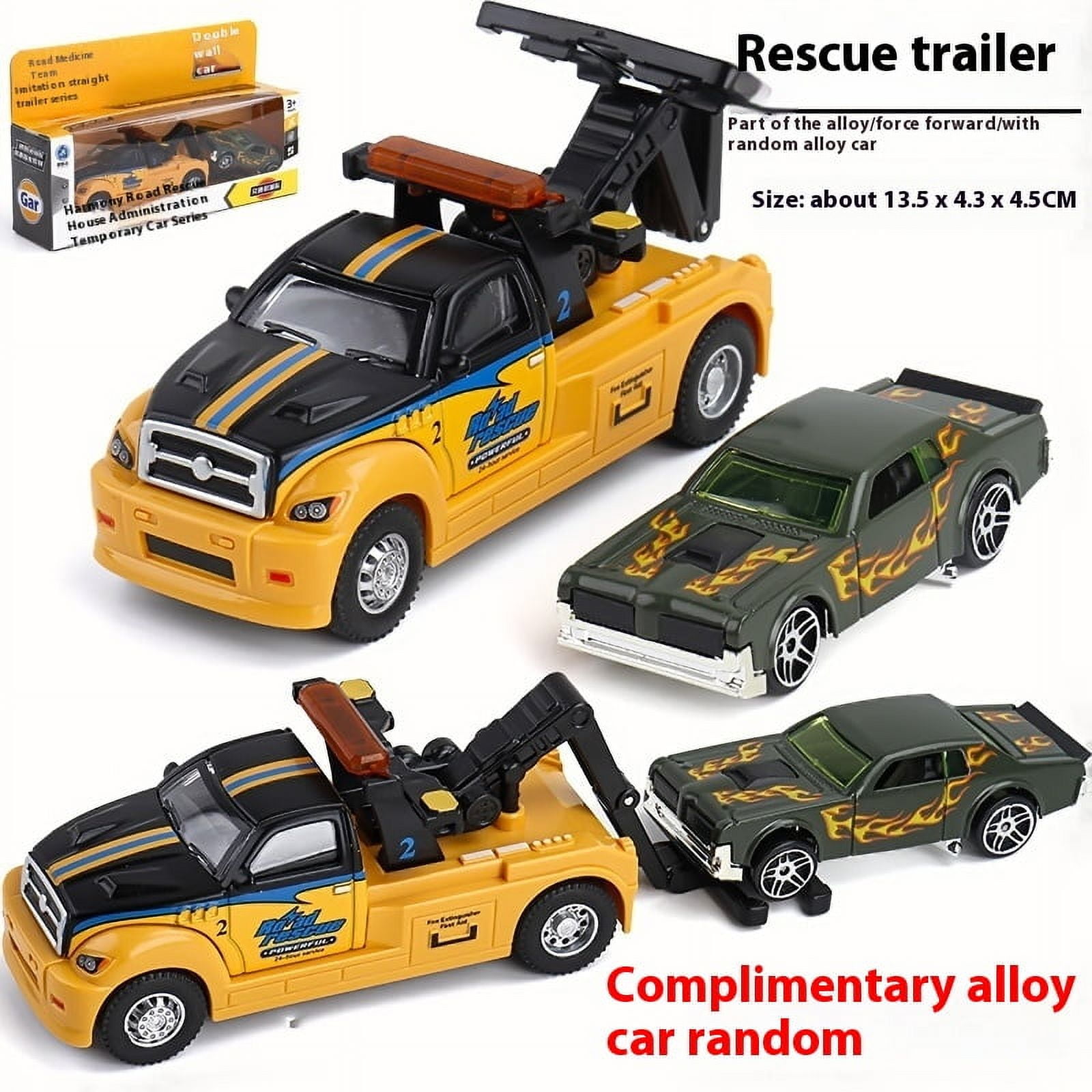 Alloy Rescue Tow Truck Toy with Retractable Action - Exciting Pullback ...