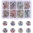 Alloy Rhinestone European Beads Rondelle Large Hole Beads Silver Mixed ...