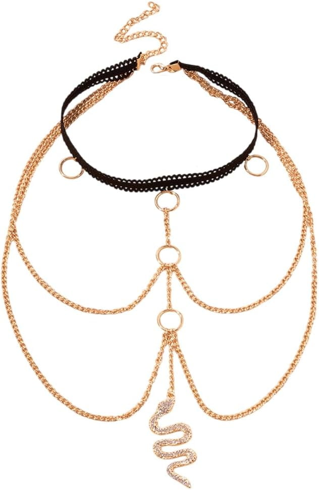 Alloy Rhinestone Sexy Hollow Elastic Multilayer Snake Chain Thigh Chain ...