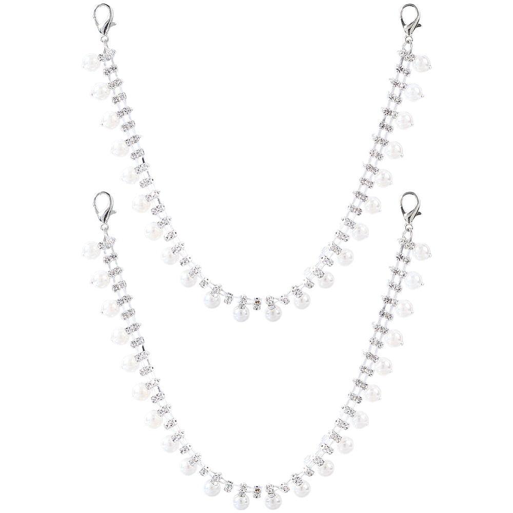 Alloy Rhinestone Shoe Chains with Plastic Pearl and Lobster Claw Clasps ...