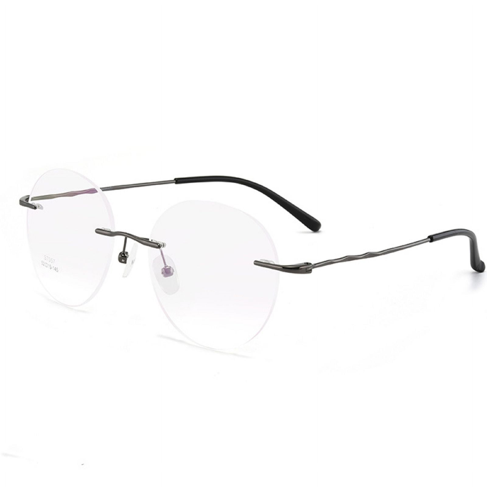 Alloy Rimless Glasses Frames Round Lightweight Eyeglasses Frames for ...