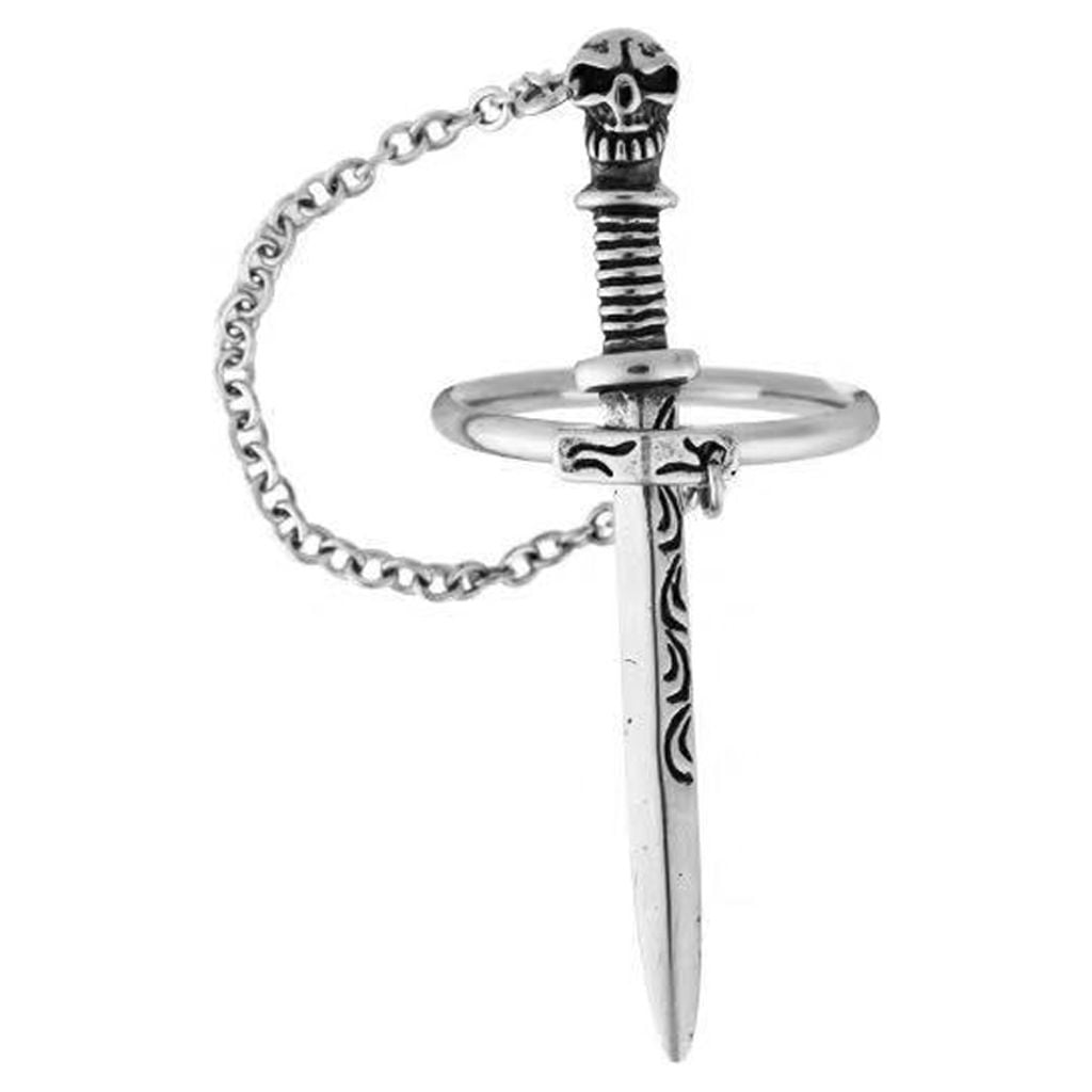 Alloy Ring Gothic Punk Skull Sword Movable Plug-in Finger Ring Street ...