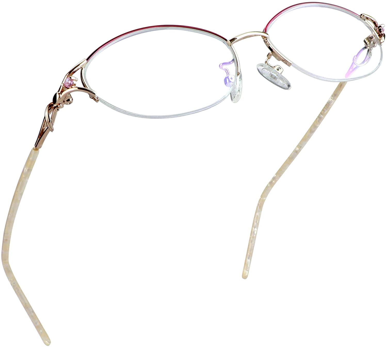 Alloy Semi-Rimless Reading Glasses,Blue Light Blocking Glasses, Anti Eyestrain, Computer Gaming ...