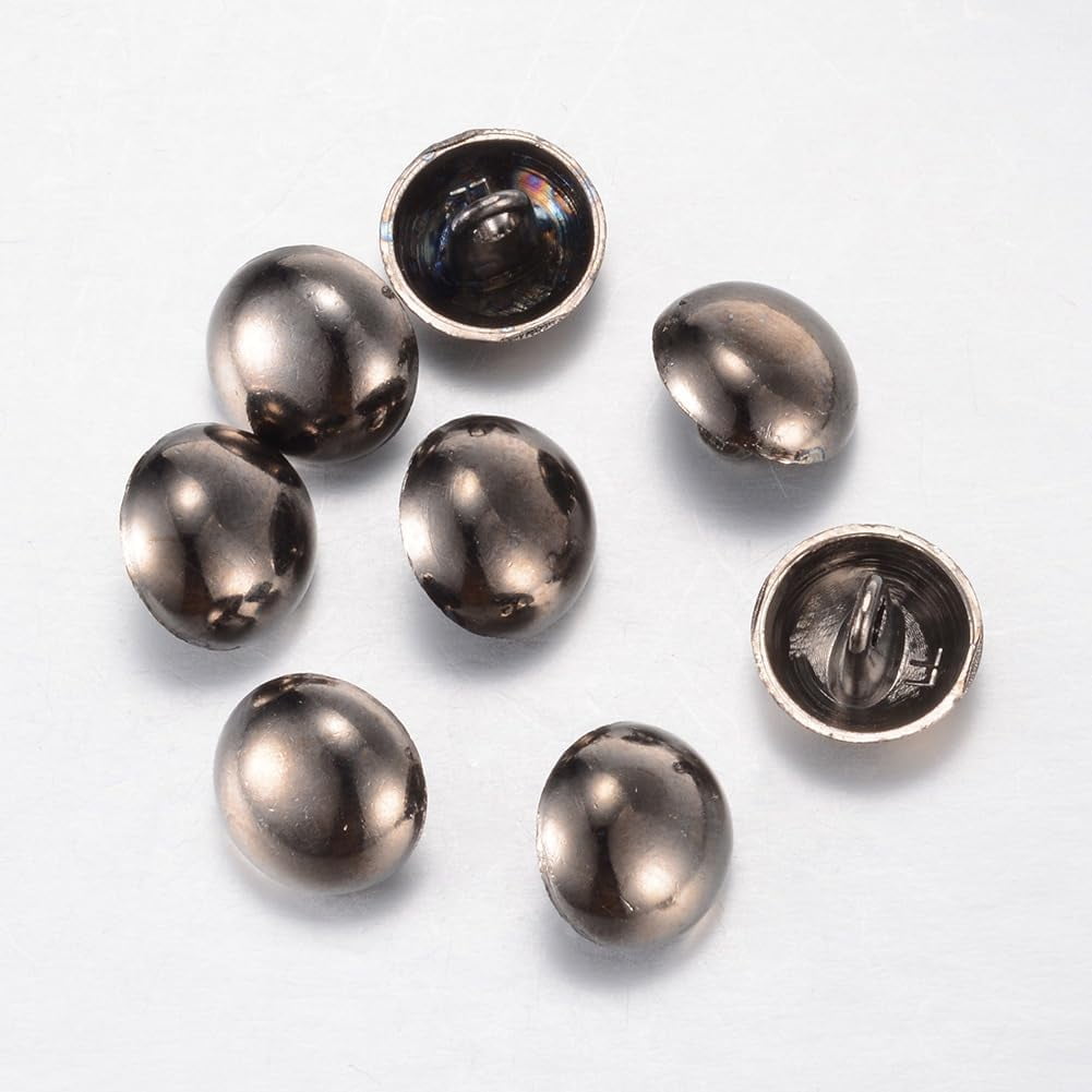 Alloy Shank Buttons 1-Hole Dome/Half Round Gunmetal 23x17mm Hole: 1.5mm ...