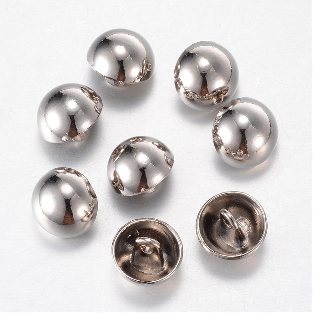 Alloy Shank Buttons 1-Hole Dome/Half Round Platinum 20x14mm Hole: 2mm ...