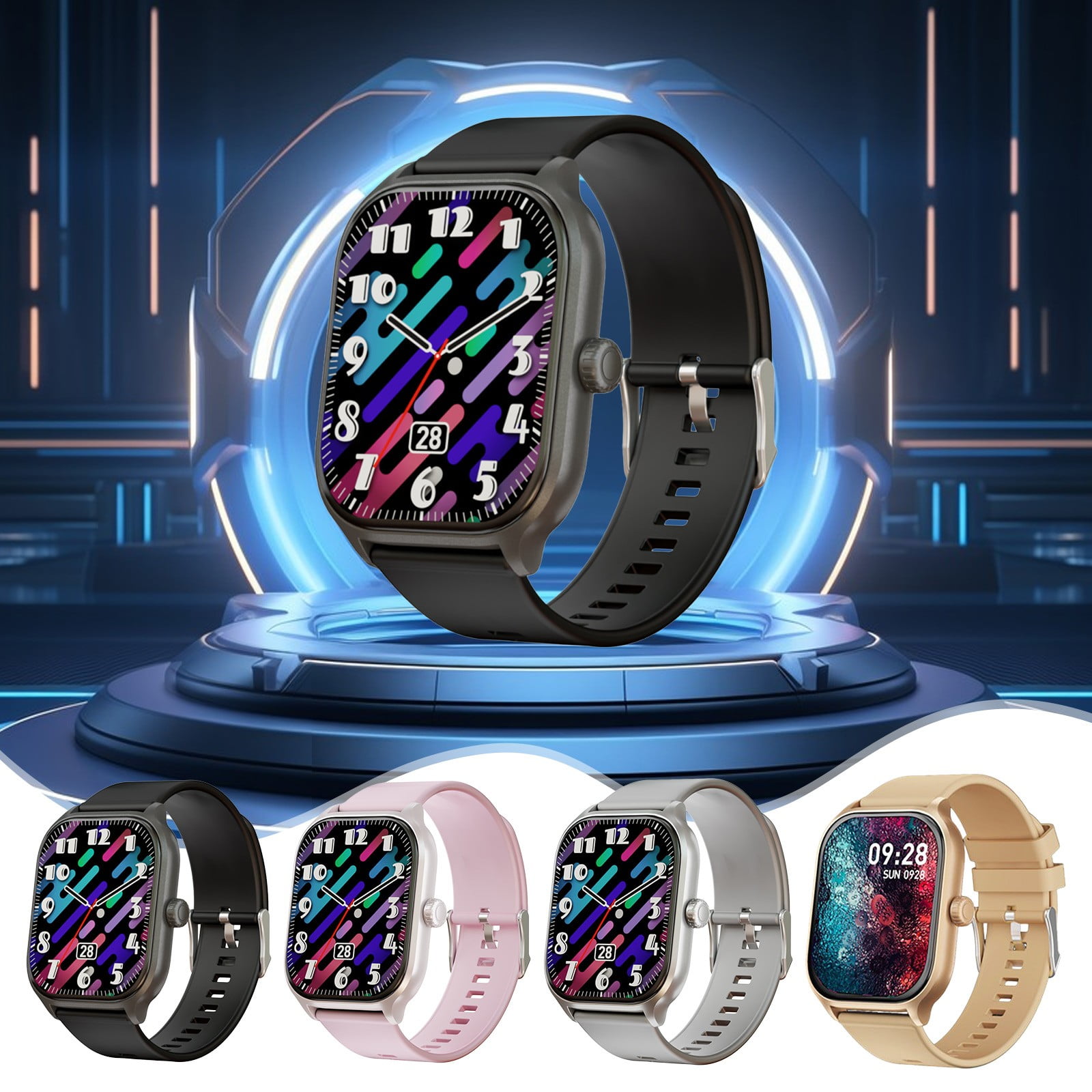 Alloy Smart Watch with Magnetic Charging - Gold/Pink/Silver, Large ...
