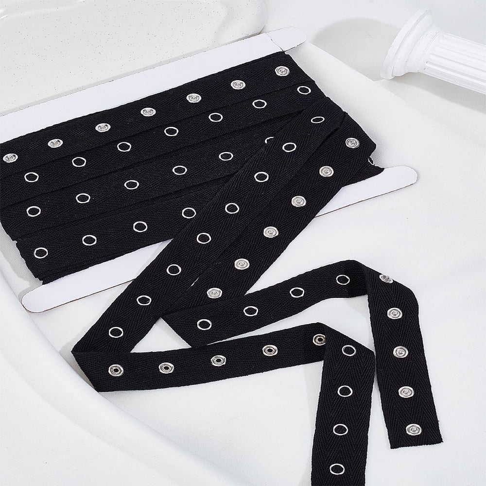 Alloy Snap Button Tape Trim Polyester Herringbone Ribbons with ...