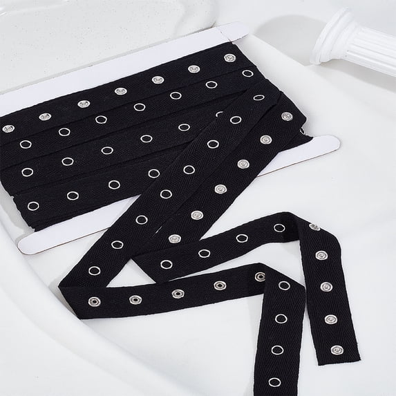 Alloy Snap Button Tape Trim Polyester Herringbone Ribbons with ...
