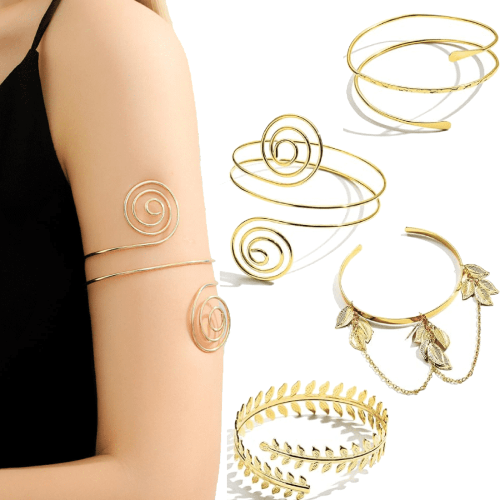 Alloy Spiral Armband Upper Arm Cuff Bangle Bracelet Costume Accessory ...