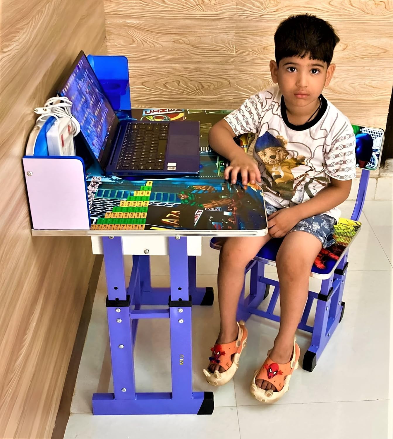 Alloy Steel Mlu Kids DeskBaby DeskKids Study Table With Chair Blue Hight Adjustable 48 ...