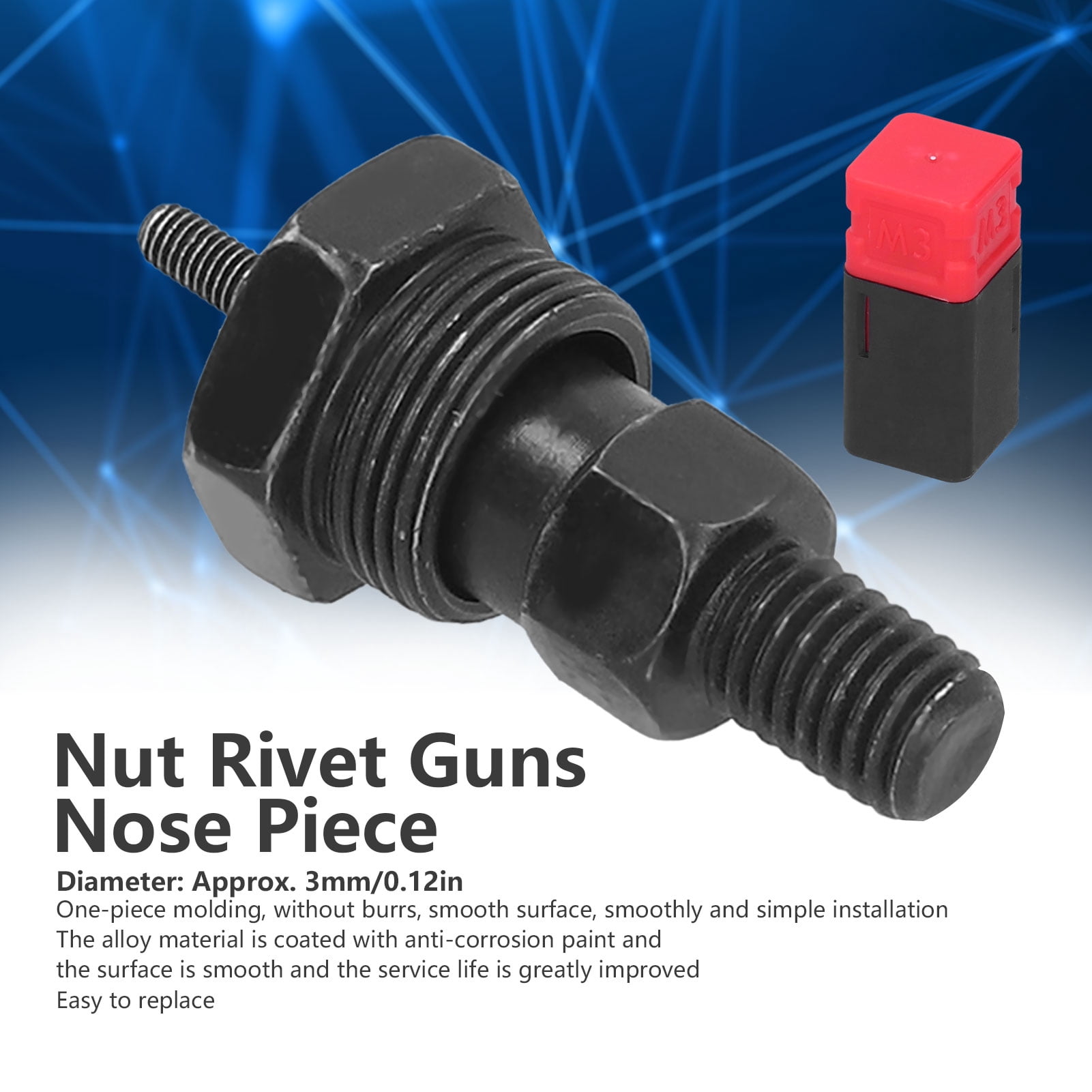 Alloy Steel Nut Rivet Tips Kit, 3mm Black Mandrel & Nose Piece, Anti ...
