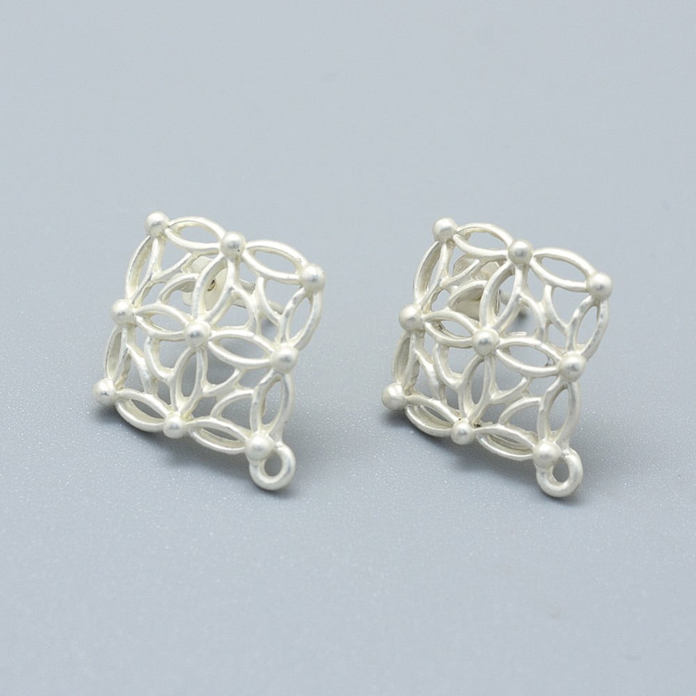 Alloy Stud Earring Findings with Loop Brass Pins and Ear Nuts/Earring ...