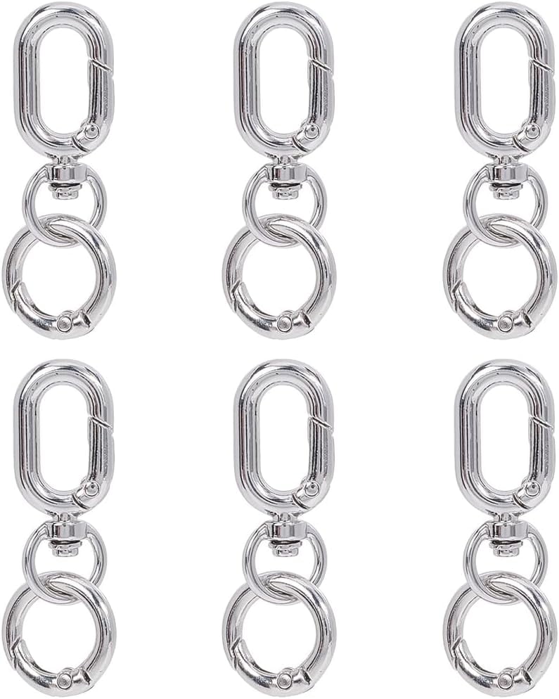 Alloy Swivel Clasps Oval with Spring Gate Rings Platinum 38x15.5x6.4mm ...