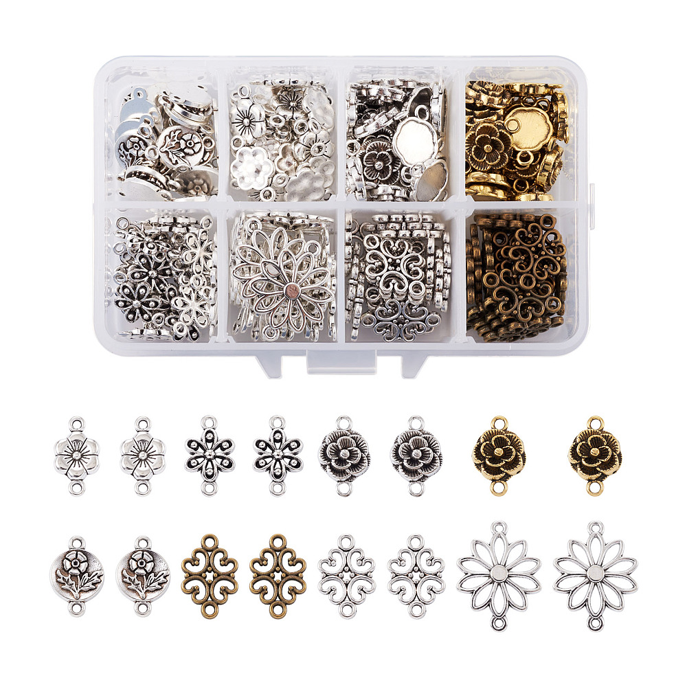 Alloy Tibetan style Links connectors Mixed Flower Mixed color 11x7x3cm ...