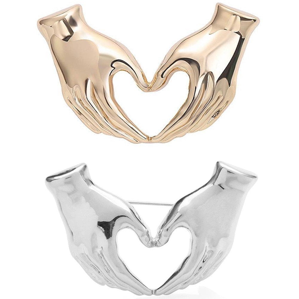 Alloy Two Hands Heart Brooch Pin Finger Heart Gesture Brooch Cute ...