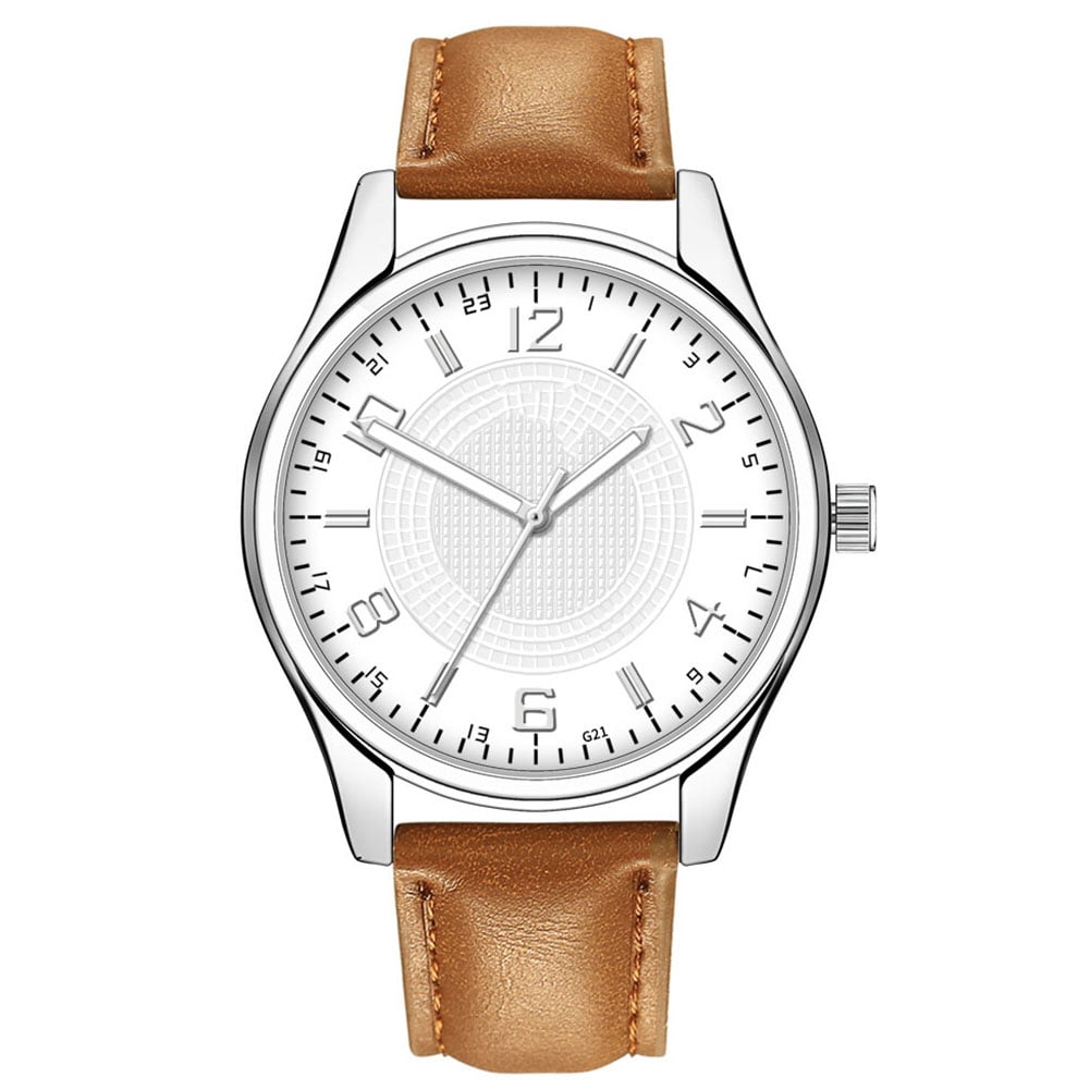 Alloy Watch Round Dial Analog Quartz Wristwatch(Shallow Coffee with ...