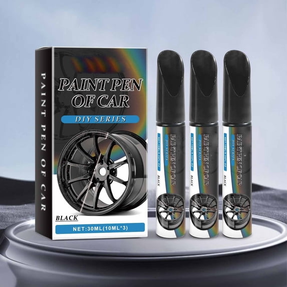 Alloy Wheel Scratch Repair Pen Set - Black Paint Applicator for Curb ...