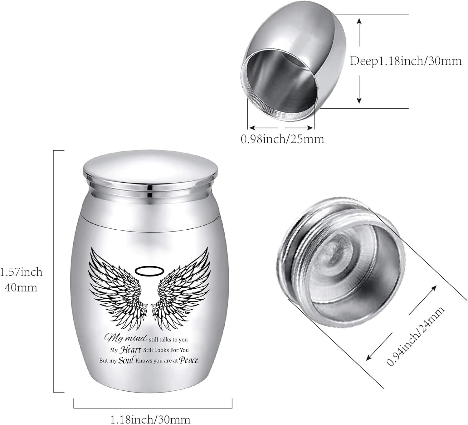 Alloy Wing Mini Cremation Urn Small Keepsake Urns Ashes Holder Silver ...