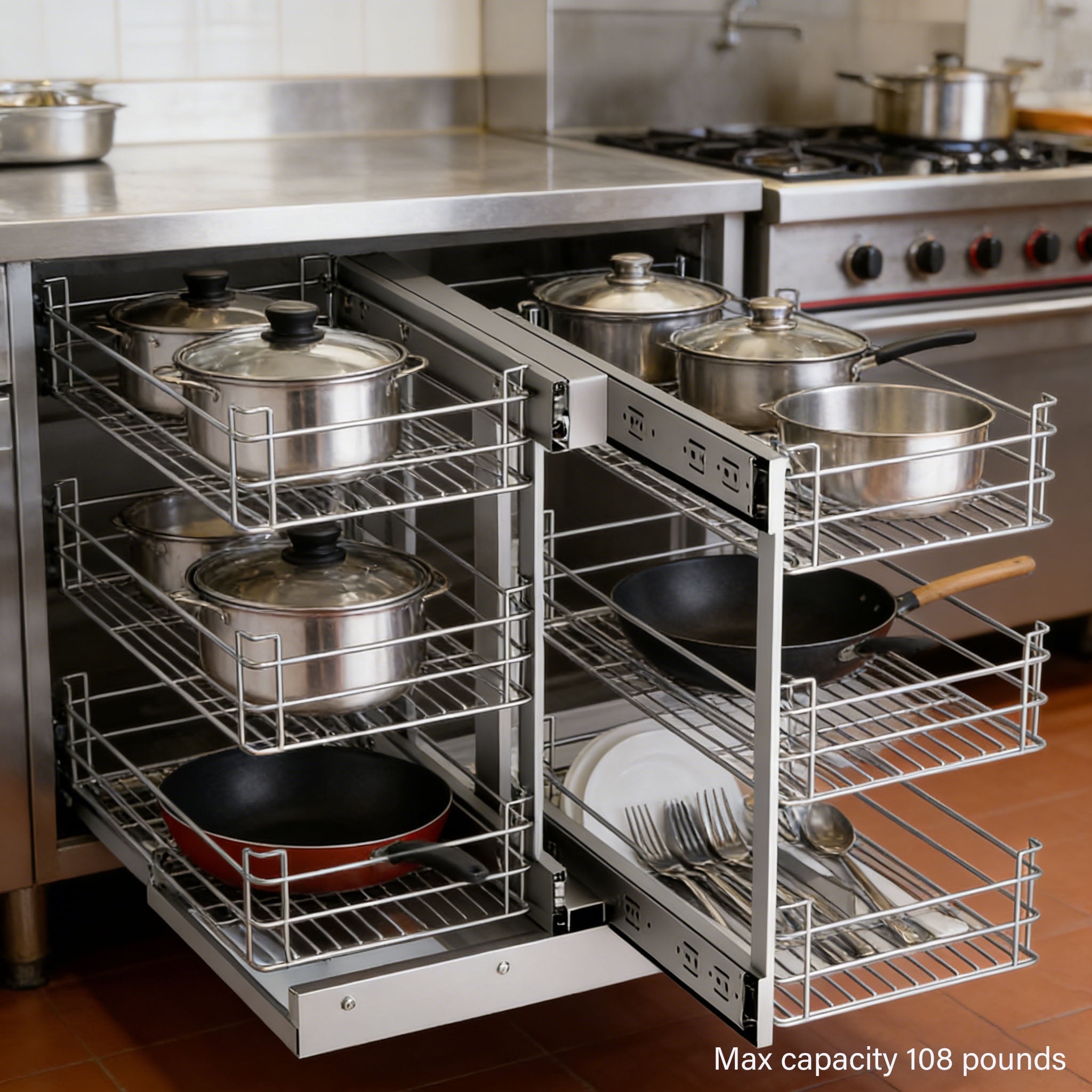 Alloy steel 3 Tier Pullout Shelf Storage Organizer, Load 108LBS Corner ...