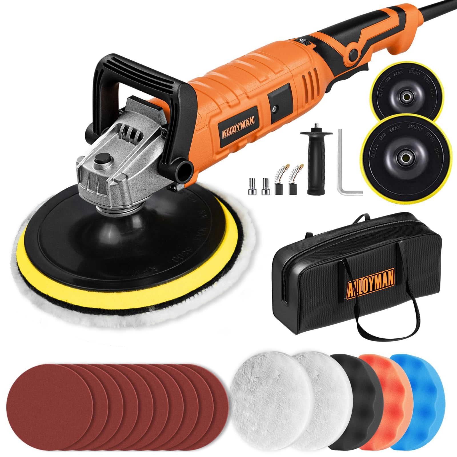 Alloyman 1200W Buffer Polisher Set, 7 Inch/6 Inch Car Detailing with 7 ...