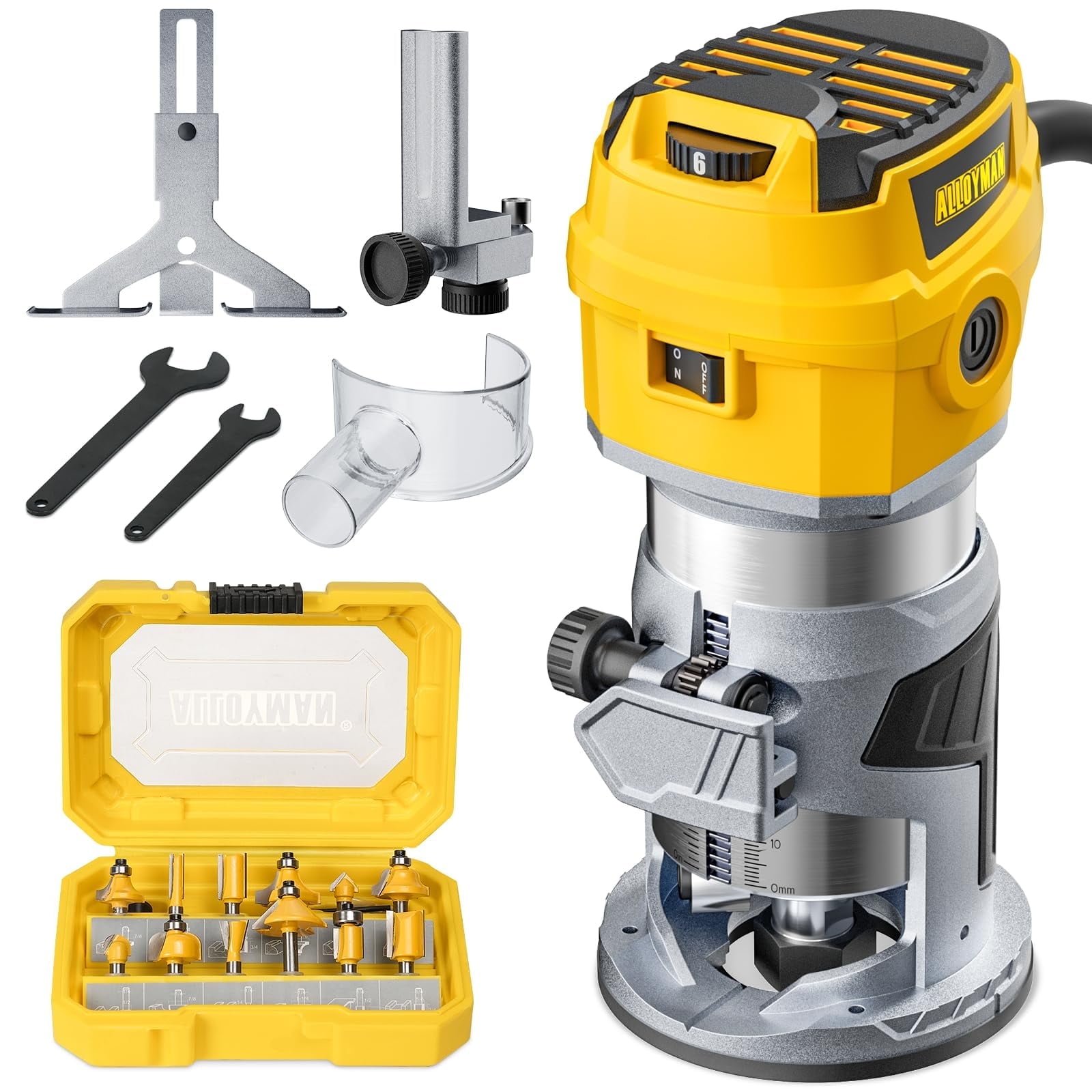 Alloyman Router Tool, 8.5Amp Wood Router, Max 30000 RPM Handheld Palm ...