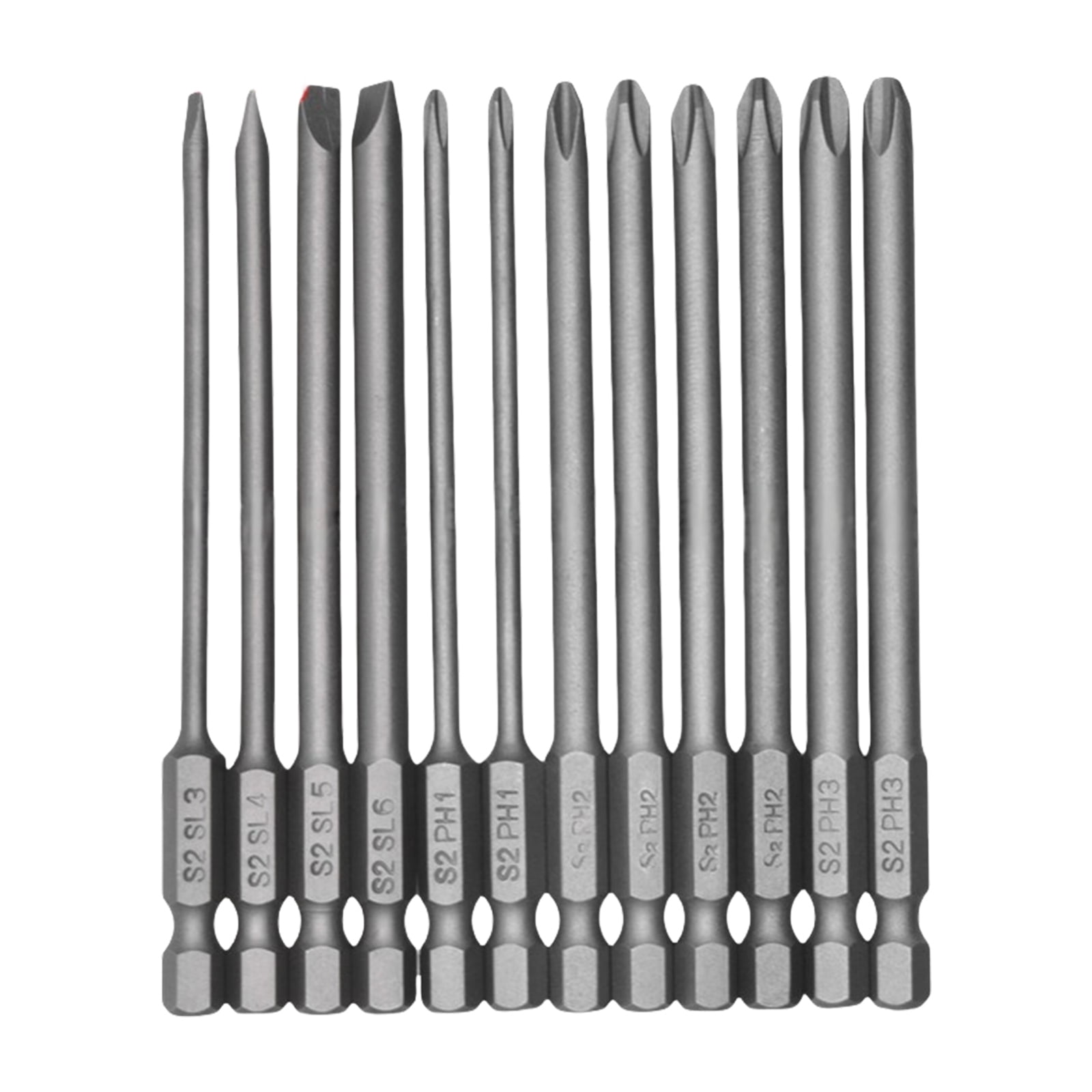 Alloys Steel 100mm Long Screwdriver Bit Set of 12 with Sandblasted ...