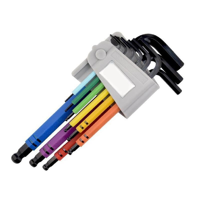 Alloys Steel L Wrench Set with Color Coded Design 9Pcs Hex Key Repair ...