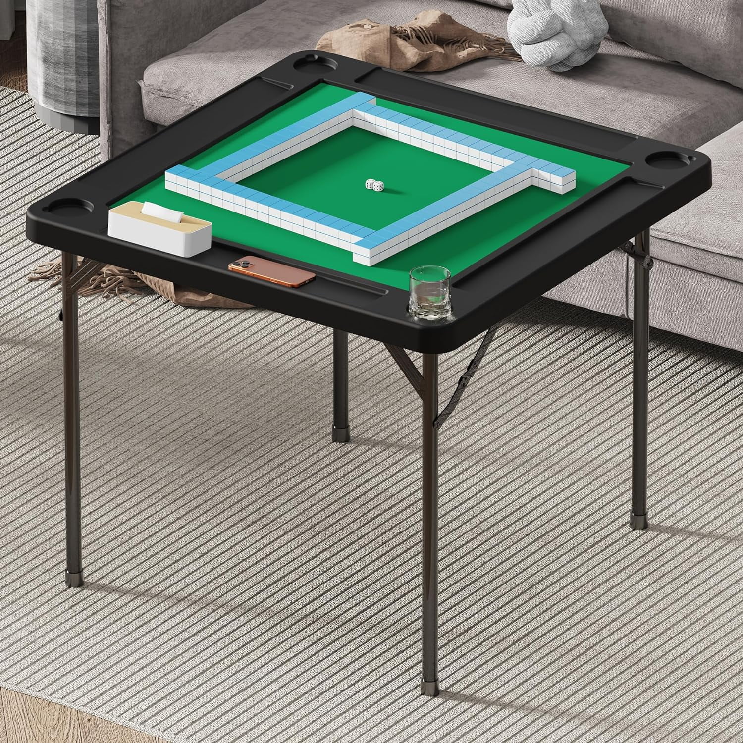 Allpop 35.4’’ Folding Mahjong Table, Square 4 Player Card Game Table ...