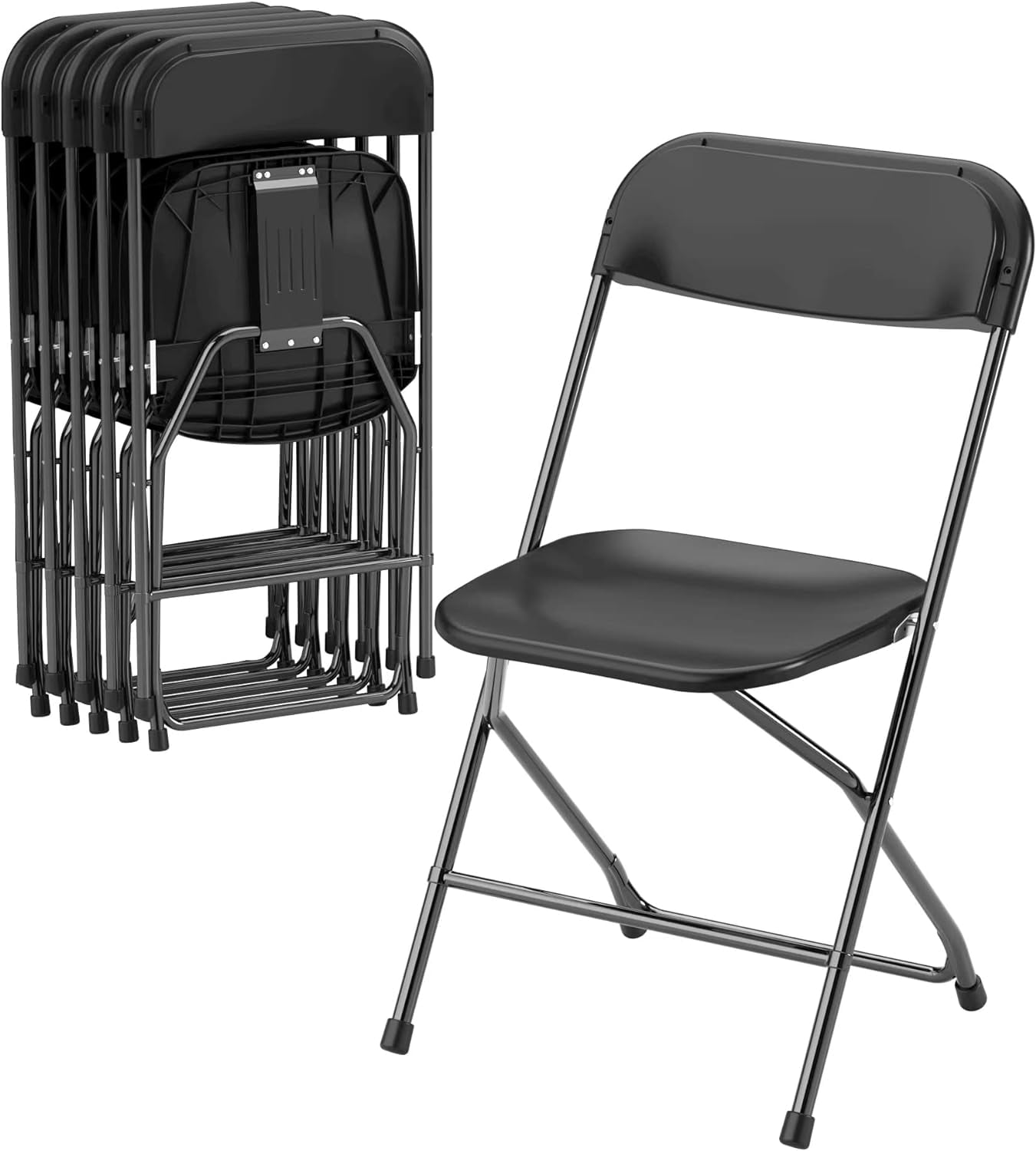 Allpop 6 Pack Plastic Folding Chair, 300lb Capacity, Portable ...
