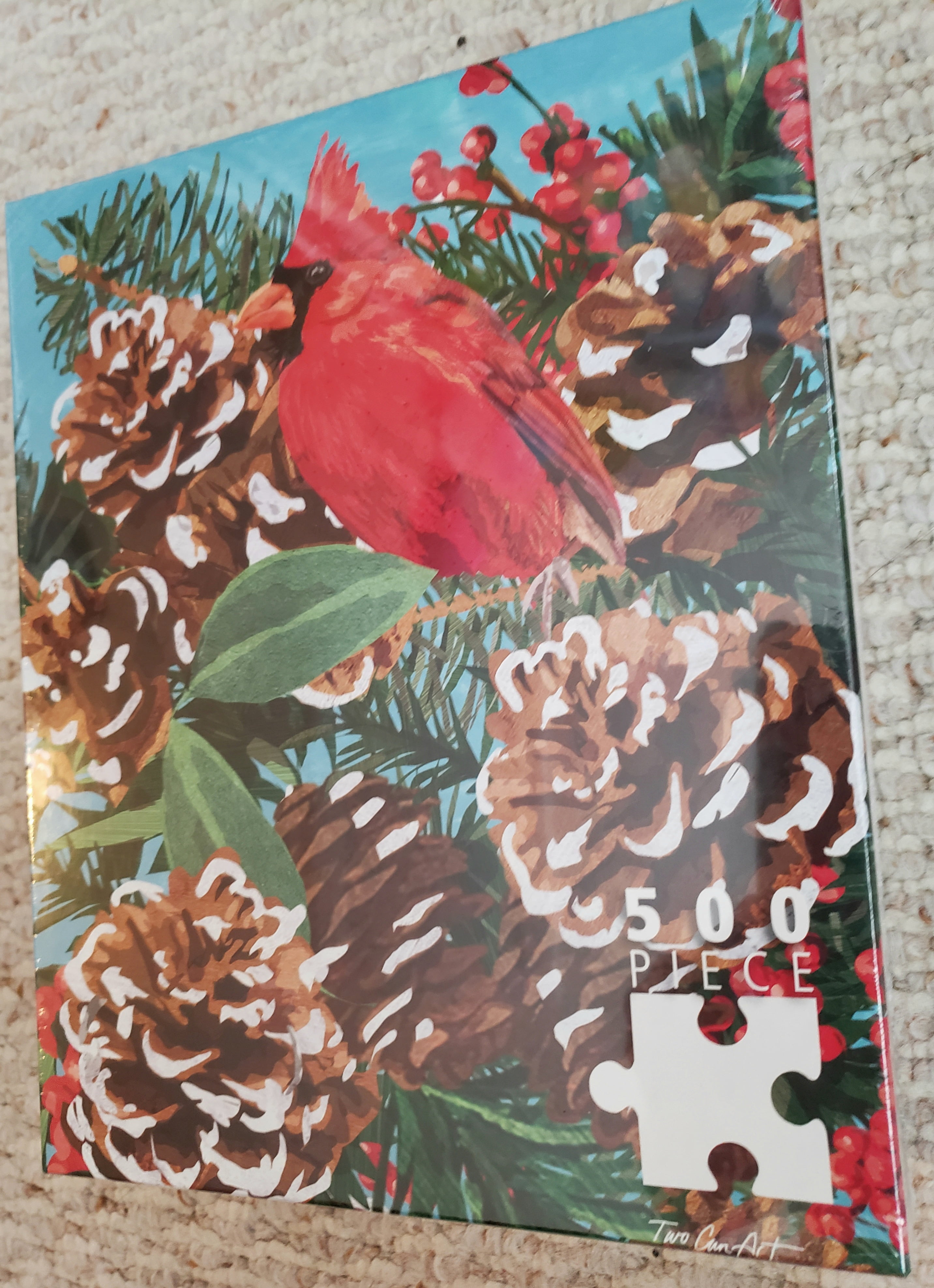 TWO Can Art Jigsaw Puzzle - WINTER CARDINAL" 500 Pieces - Builds 19.25 ...