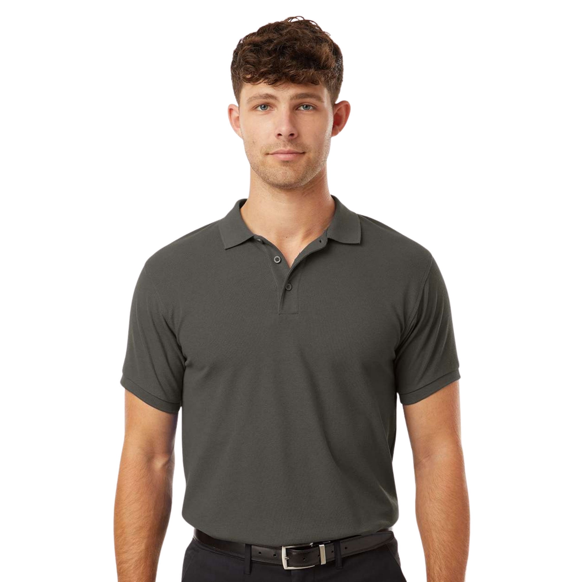 Allpro Men's Pique Polo Collar T-Shirt, 65/35 Polyester/Cotton Short ...