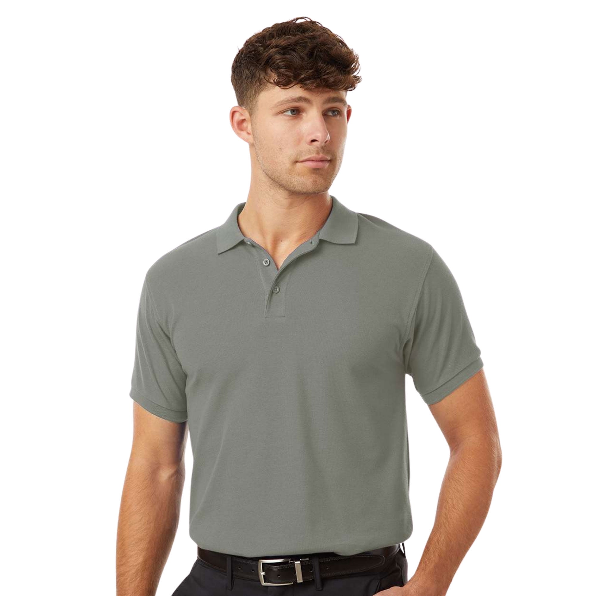 Allpro Men's Pique Polo Collar T-Shirt, 65/35 Polyester/Cotton Short ...