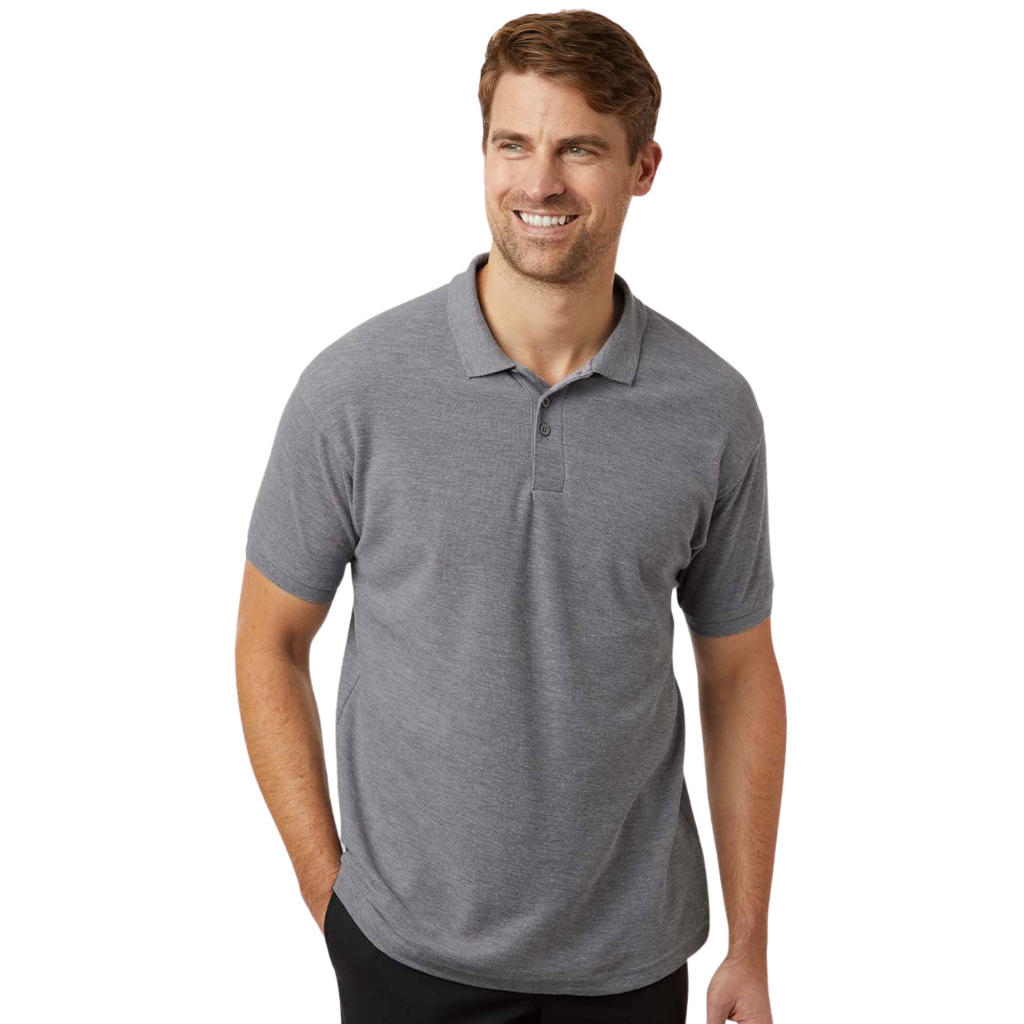 Allpro Men's Pique Polo Collar T-Shirt, 65/35 Polyester/Cotton Short ...