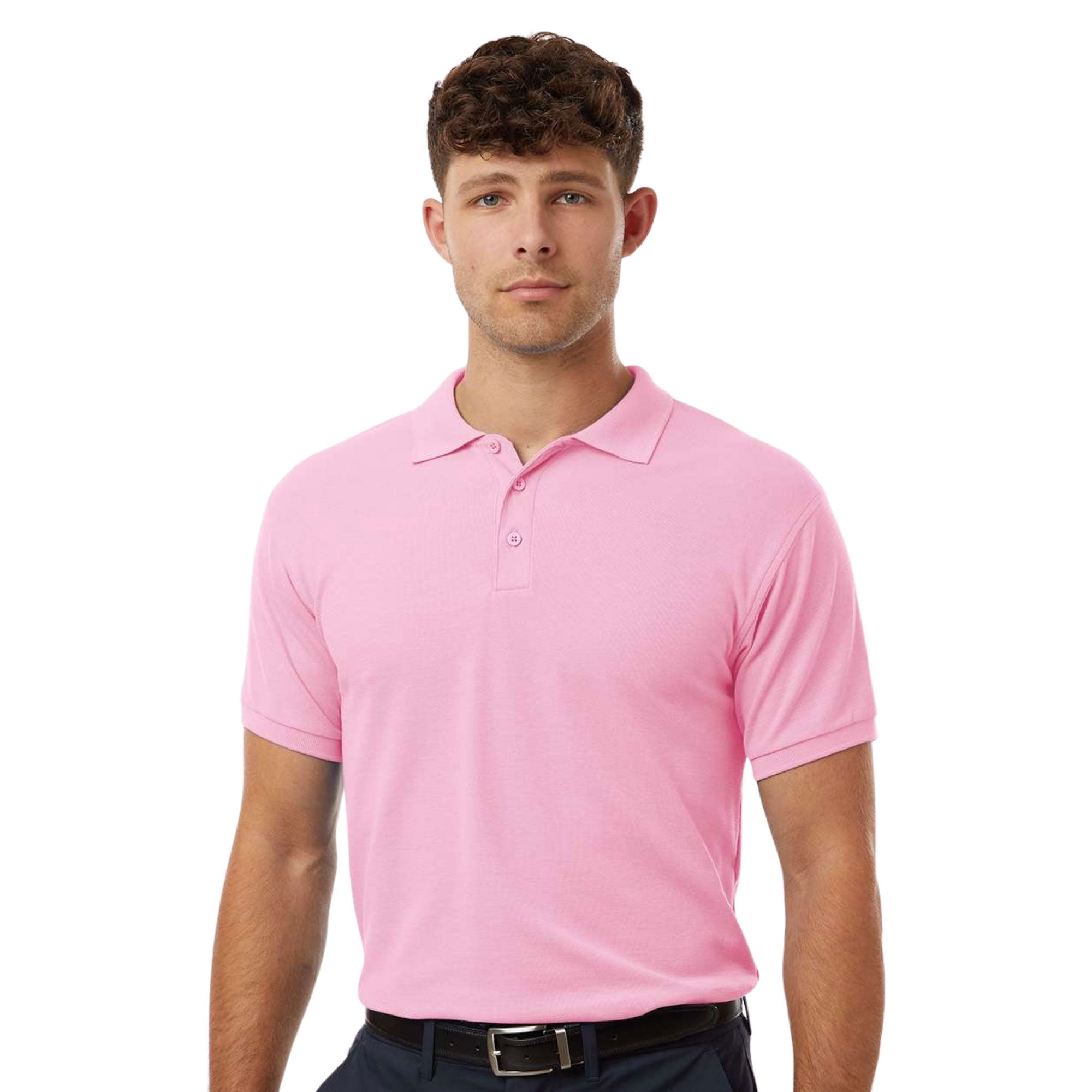 Allpro Men's Pique Polo Collar T-Shirt, 65/35 Polyester/Cotton Short ...