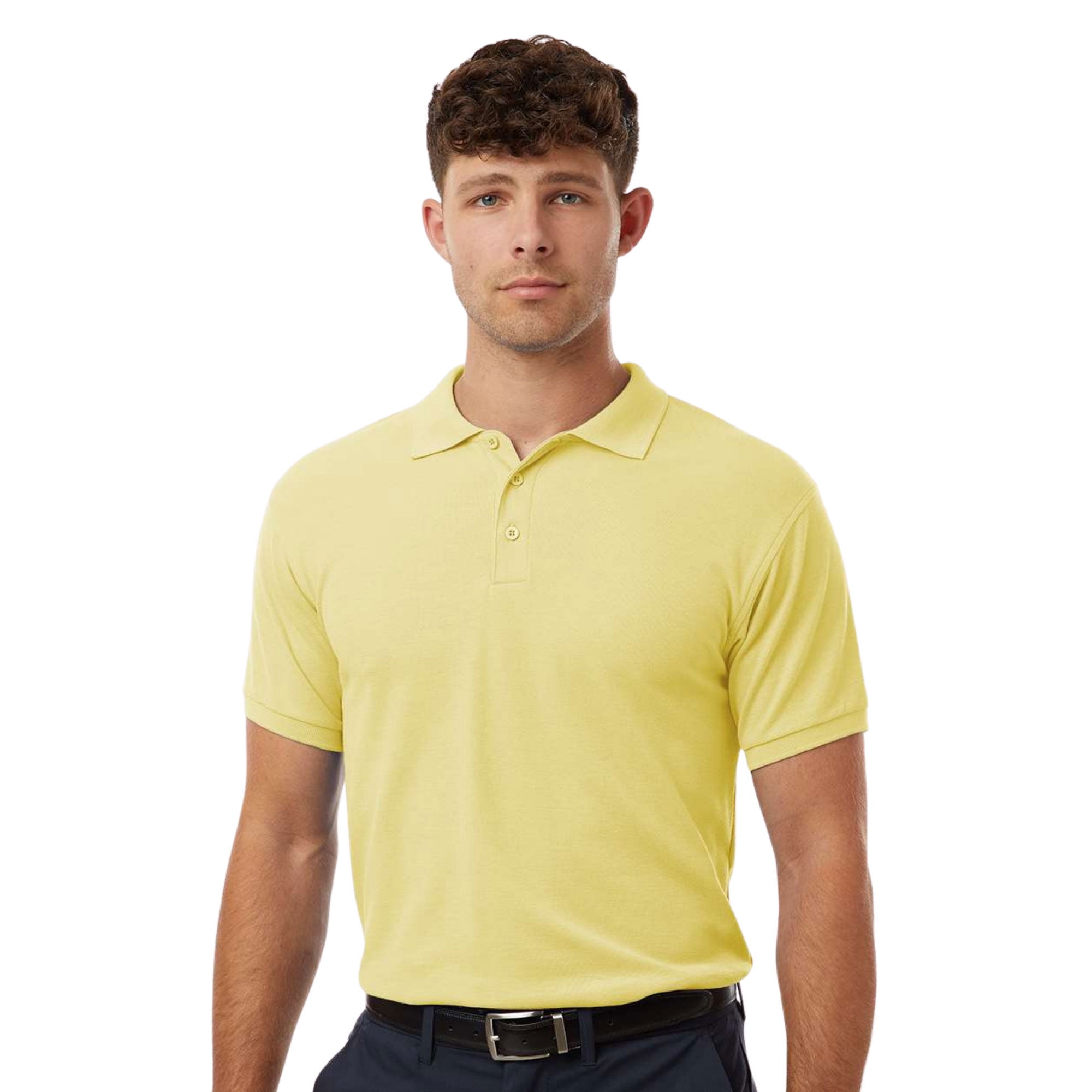 Allpro Men's Pique Polo Collar T-Shirt, 65/35 Polyester/Cotton Short ...
