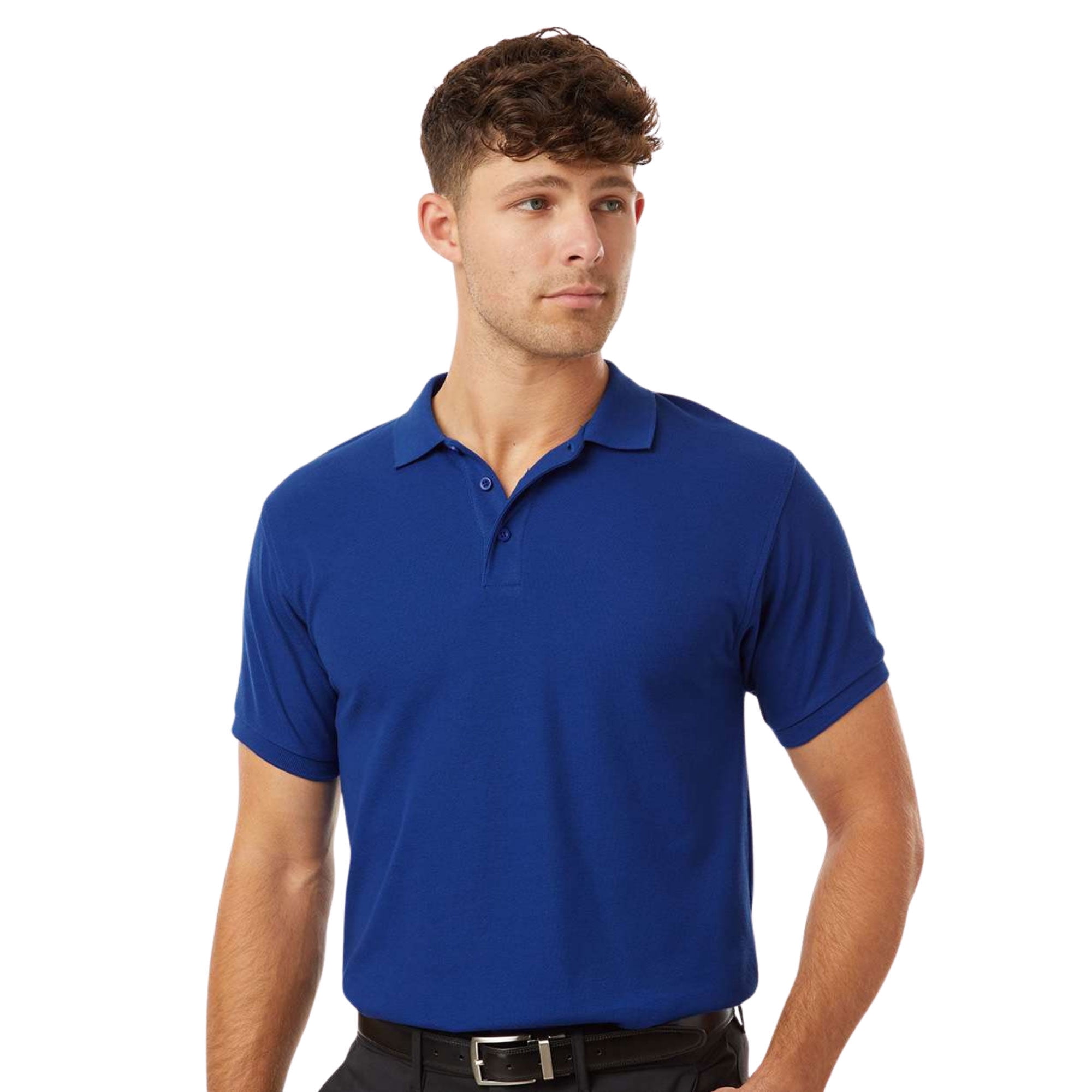 Allpro Men's Pique Polo Collar T-Shirt, 65/35 Polyester/Cotton Short ...