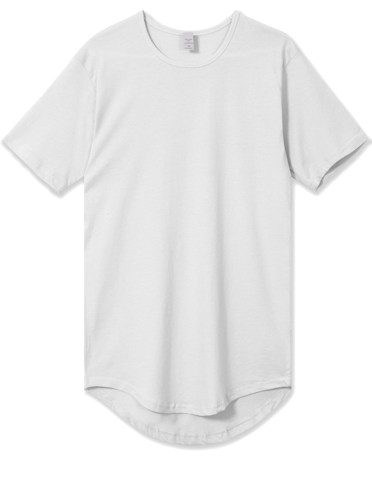 Allsense Men's Hipster Long T-Shirt - Drop-Cut Curved Hem Tee, White, X ...