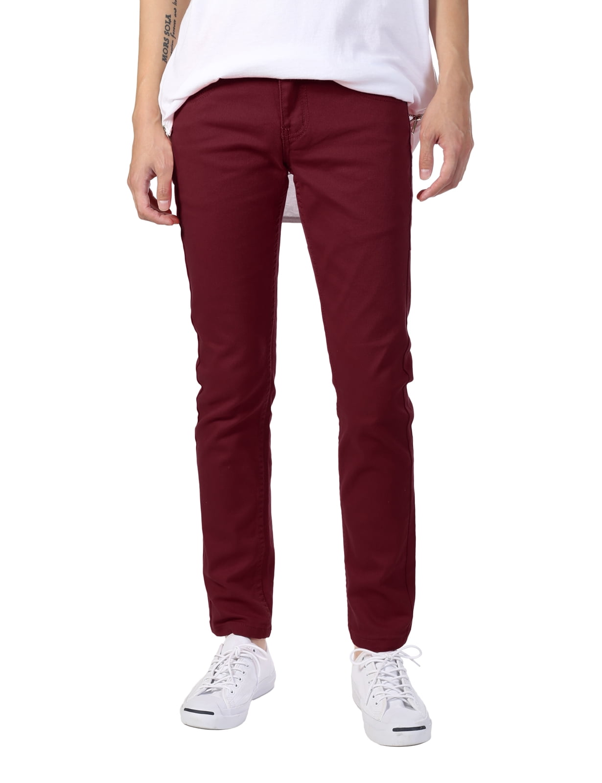Allsense Men's Modern Skinny Fit Color Jeans Casual Burgundy - Walmart.com