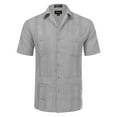 Allsense Men's Short Sleeve Cuban Guayabera Color Collared Shirts Party ...