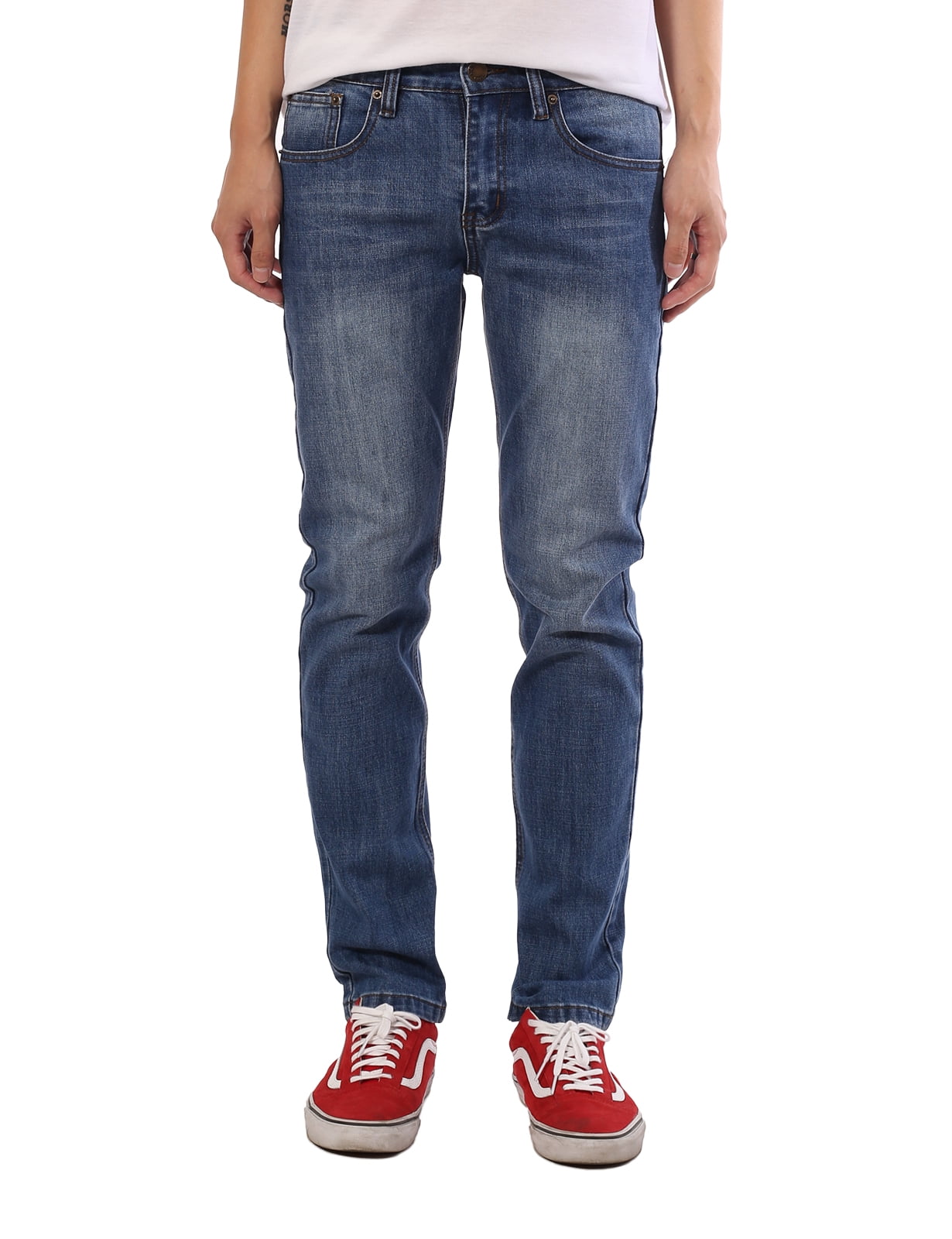 Allsense Men's Slim Skinny Fit Trendy Modern Denim Jeans Classic Blue ...