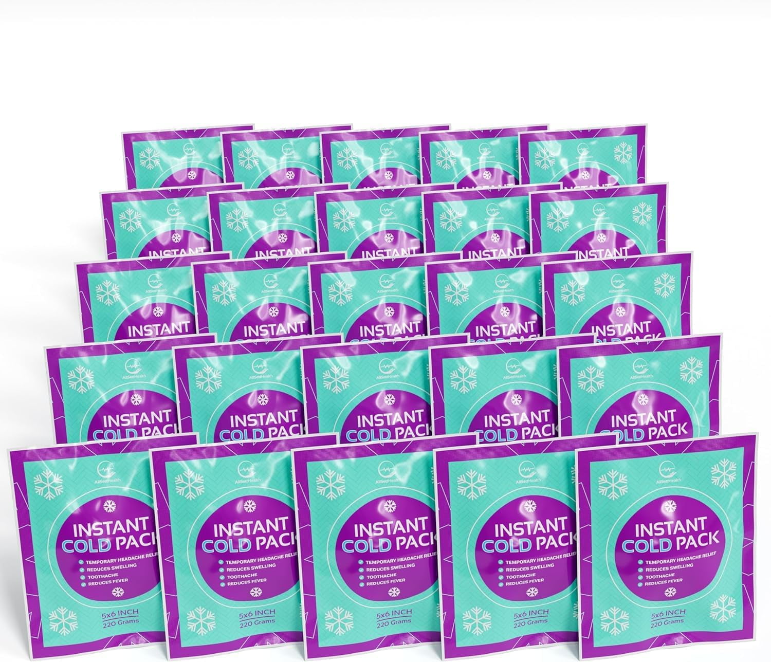 Allsett Health Instant Ice Cold Pack (6” x 5”) - 50 Packs Disposable ...
