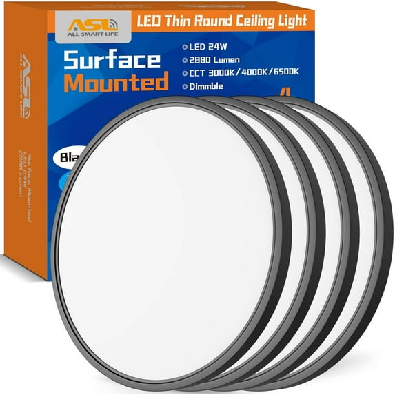 Allsmartlife 4-Pack Led Flush Mount Ceiling Light 12 inch, 24W 2880lm ...