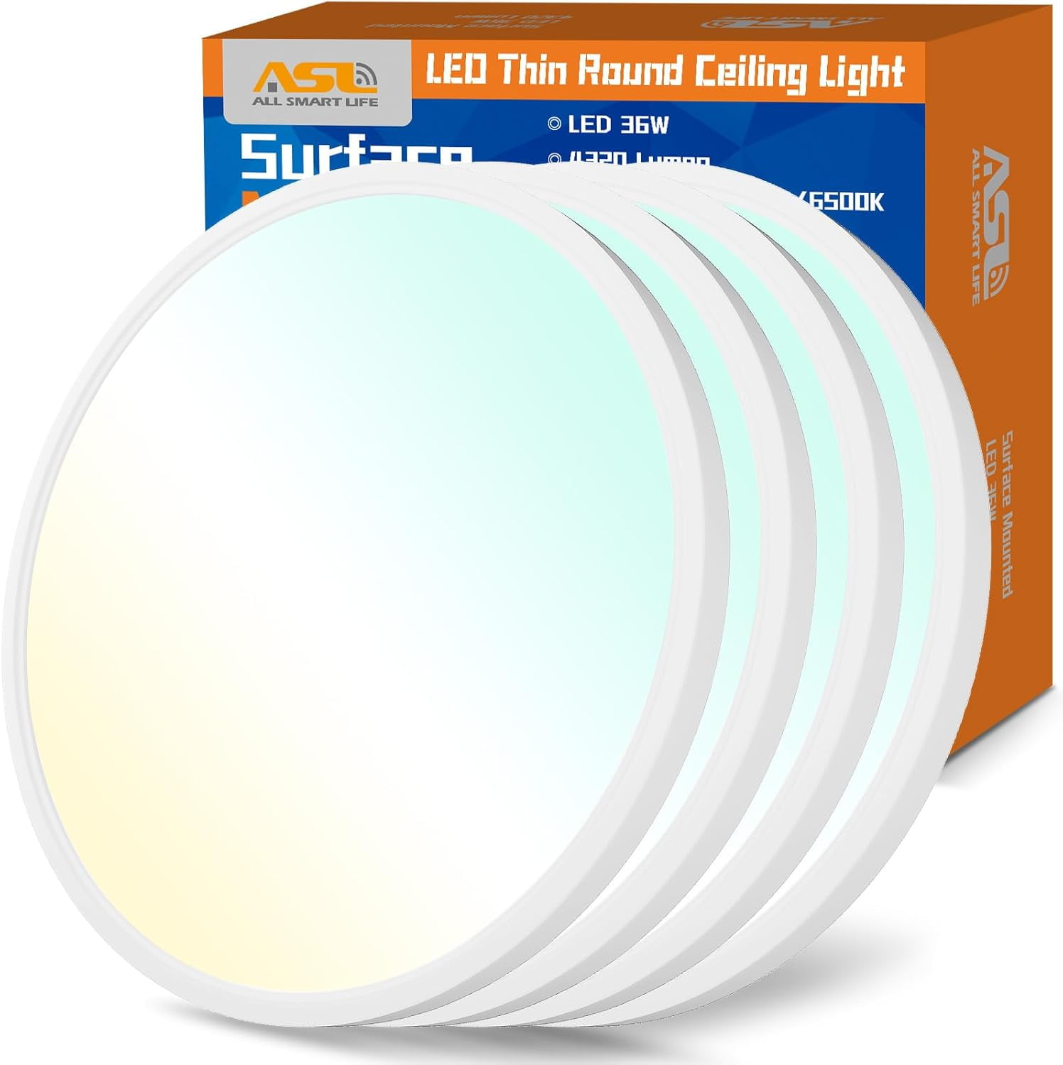 Allsmartlife LED Flush Mount Ceiling Light 4 Pack, 15.8 inch Thin Round ...