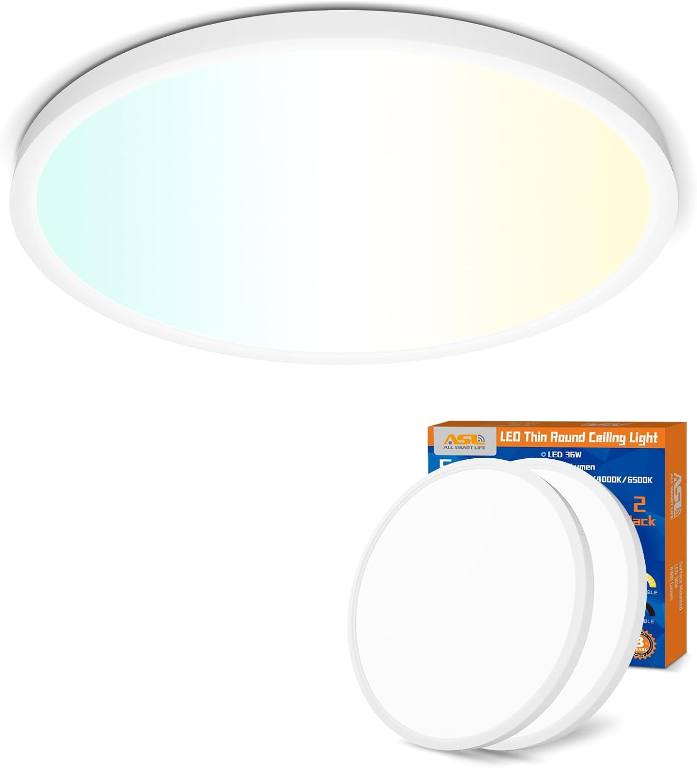 Allsmartlife Led Flush Mount Ceiling Light 2-Pack, 18 inch 36W 4650lm ...