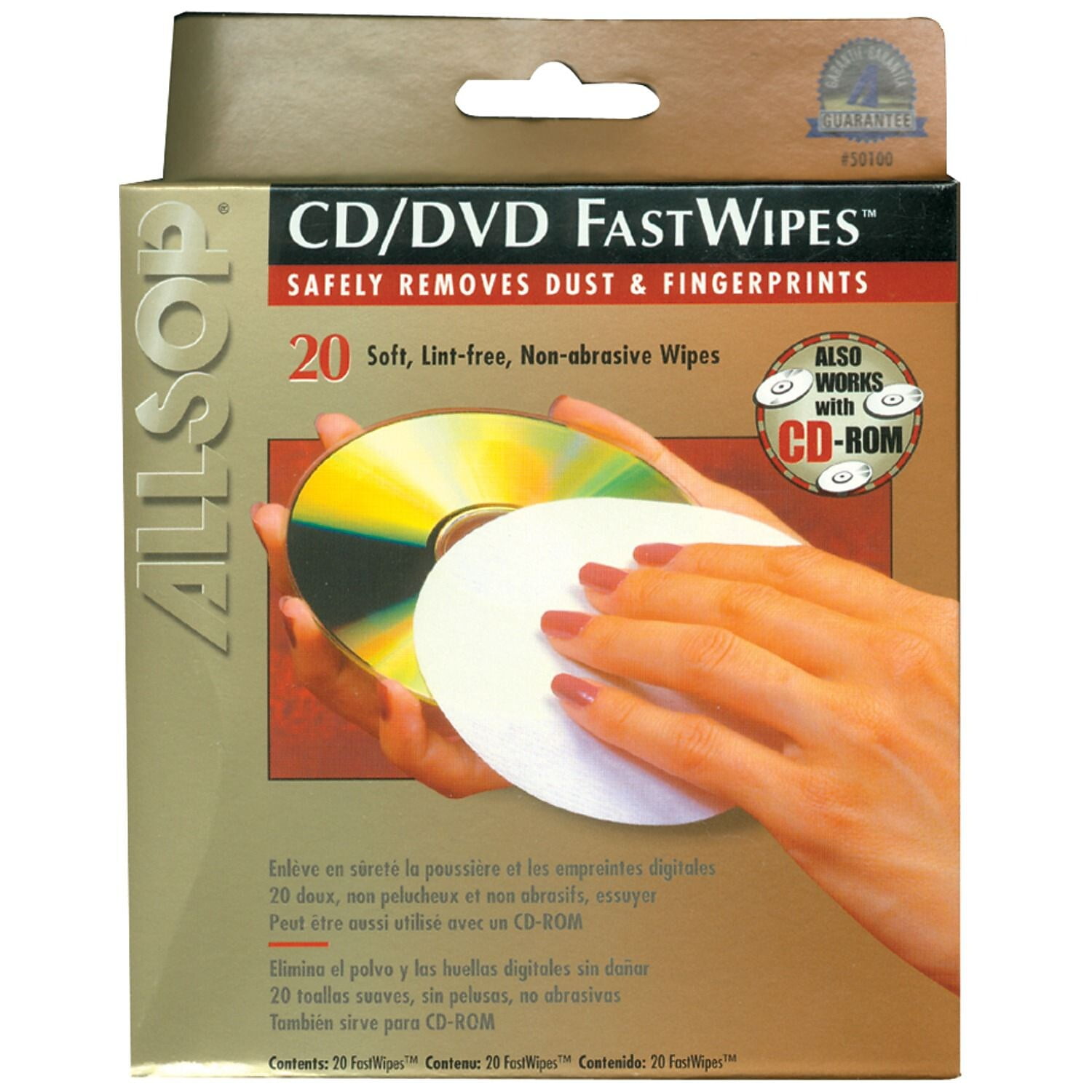 Allsop 50100 Cd/dvd Fast Wipe - Cleaning Wipe - White - Walmart.com