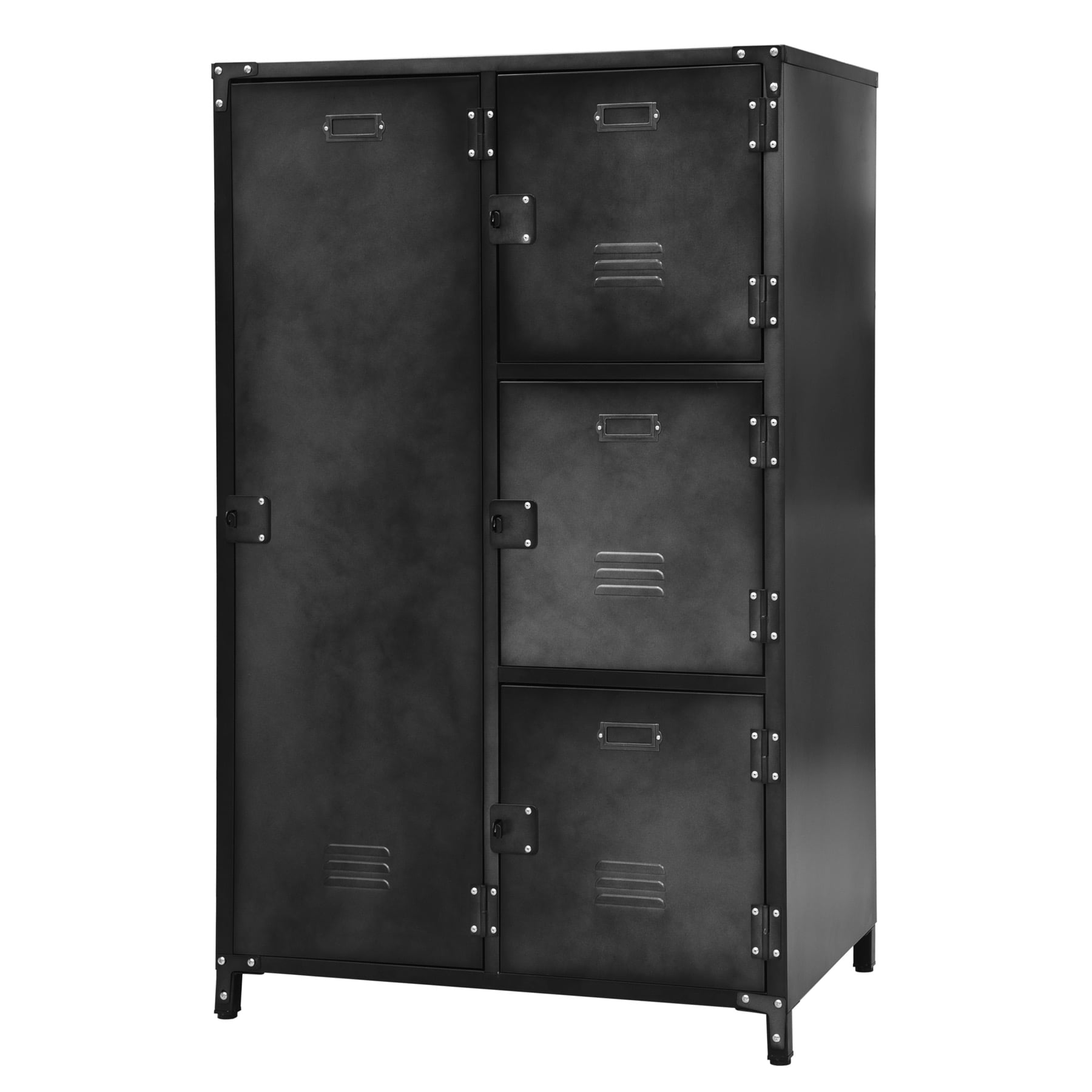 Allspace 4 Door Dark Weathered Finish Storage Locker, Steel, Black ...